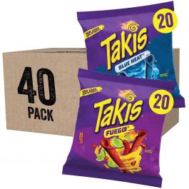 Takis Fuego and Blue Heat Rolled Spicy Tortilla Chips, Hot Chili Pepper ...